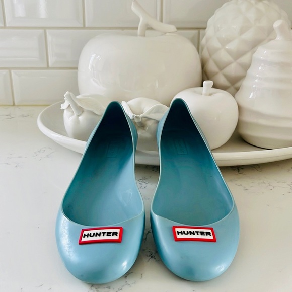 Hunter | Shoes | Hunter Romilly Light Blue Rubber Ballerina Flats ...